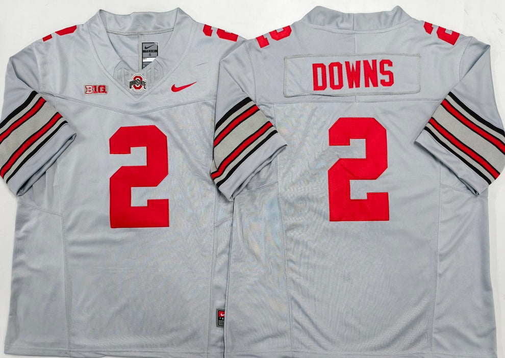 Men's Ohio State Buckeyes Caleb Downs #2 Gray Player Game Jersey ...